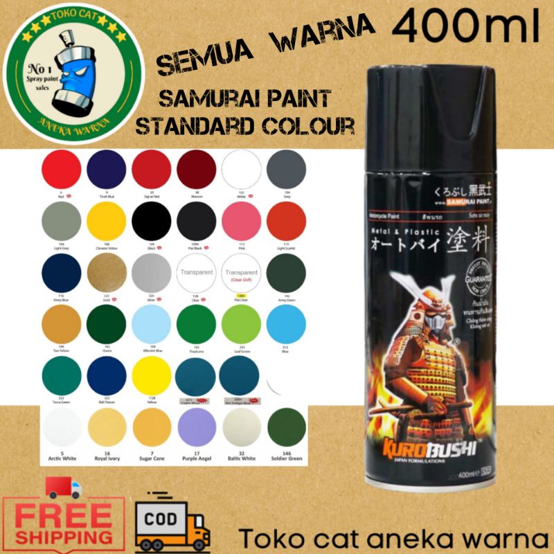 Jual SAMURAI PAINT STANDARD COLOUR WARNA SEMUA WARNA 400ml black red ...