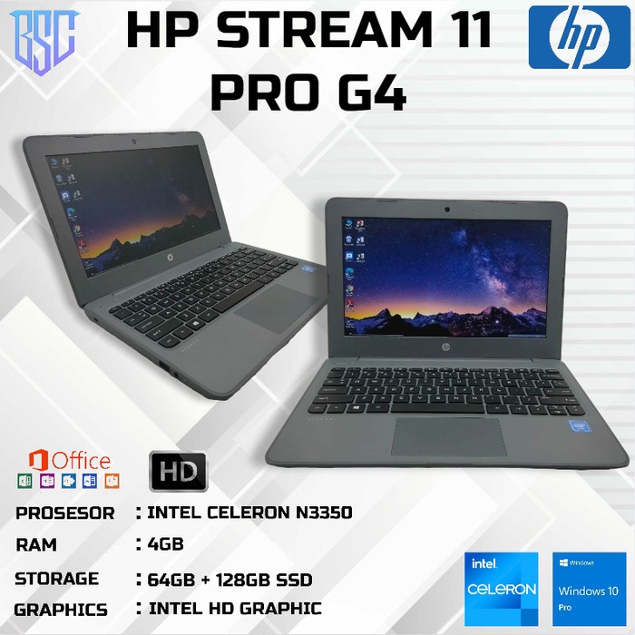 Jual laptop 1jt an hp stream 11 pro g4 intel celeron ram 4gb/128gb ...