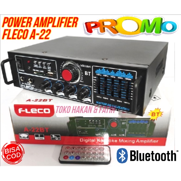 Jual Audio Power Amplifier Fleco A-22BT DC 12V / Digital Karaoke Mixing ...
