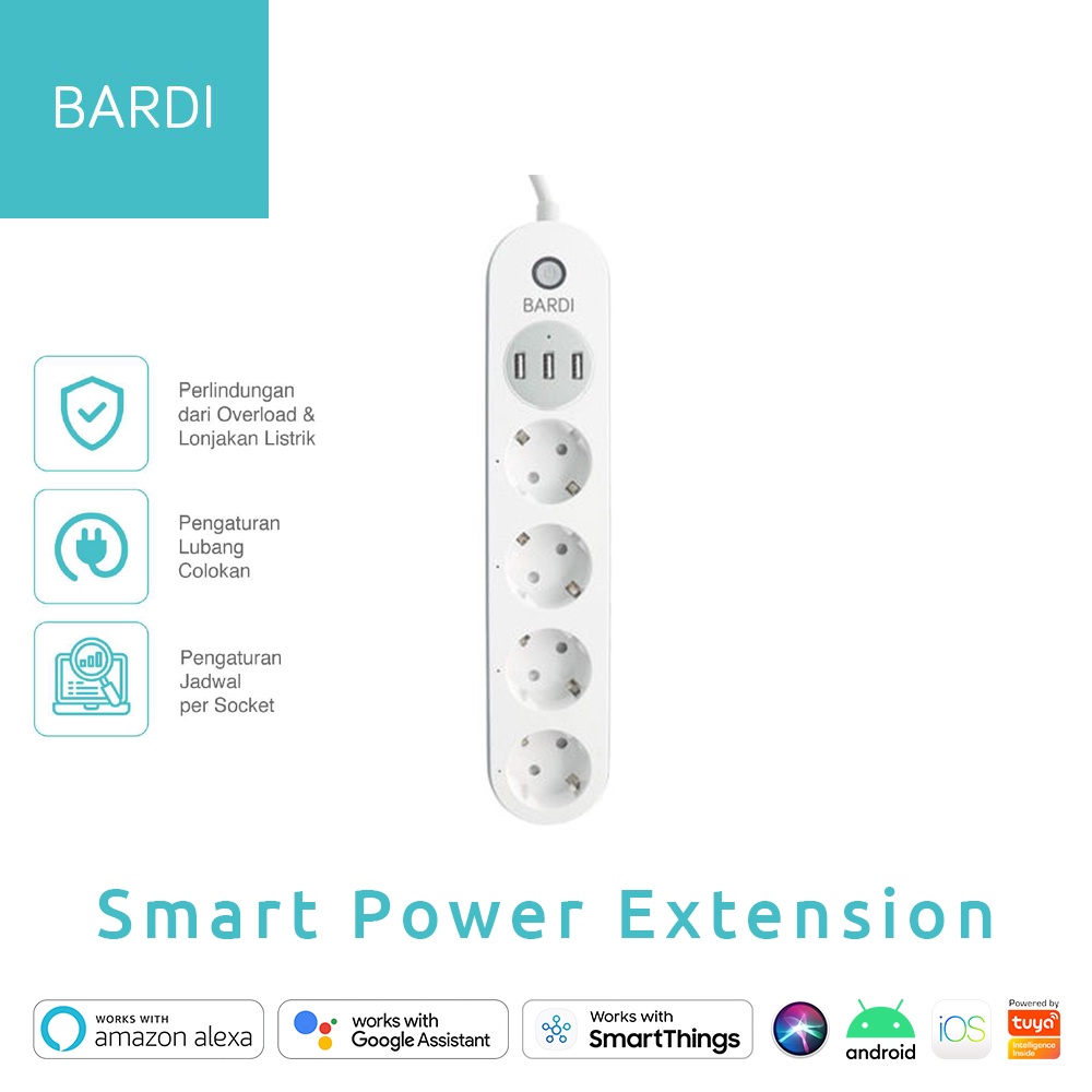 Jual BARDI Smart Power Strip Extension Cabang Terminal Stop Kontak Pintar | Shopee Indonesia