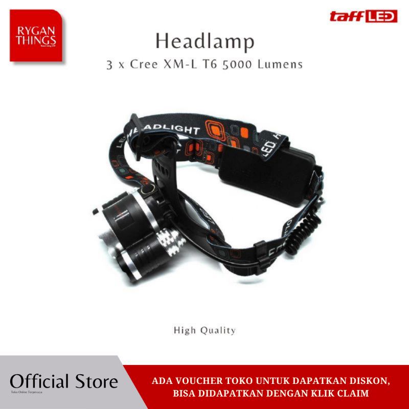 Jual Power Headlamp 3 LED 5000 Lumens Cree XM-L - T6 HD-LD | Shopee Indonesia