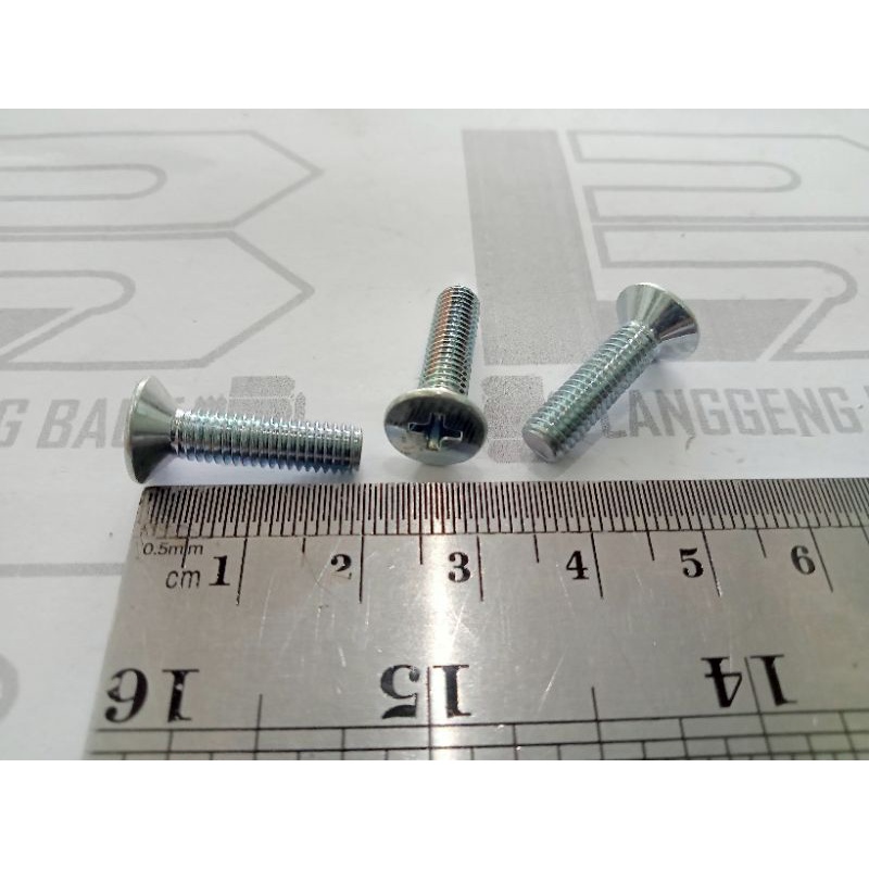 Jual Baut JF M5 x 20 Galvanis / Machine Screw 2CM Kepala Obeng Rata ...