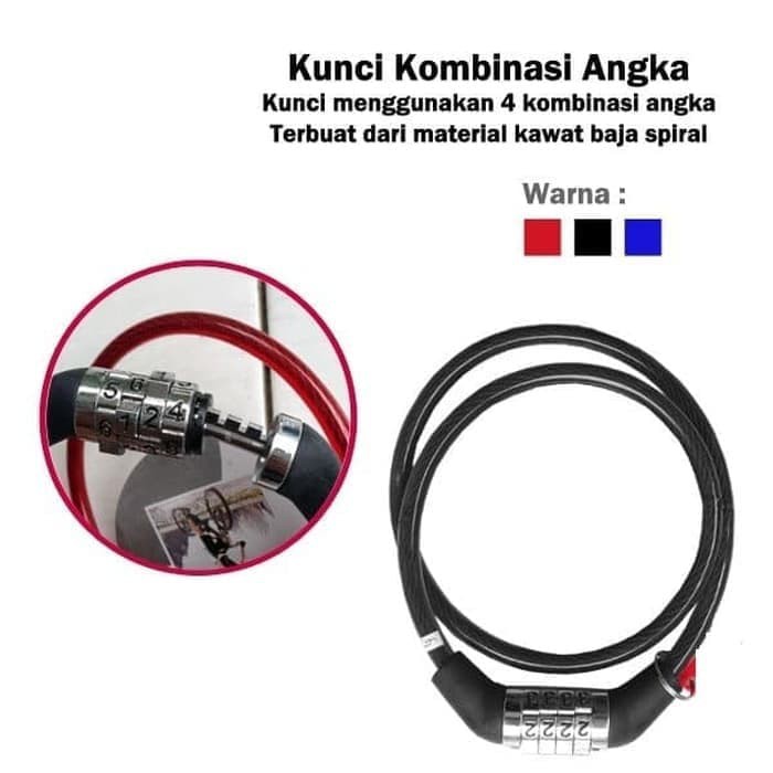 Jual Gembok Sepeda Helm Password 4 Angka GeROmbok Rumah Kunci Sepeda ...