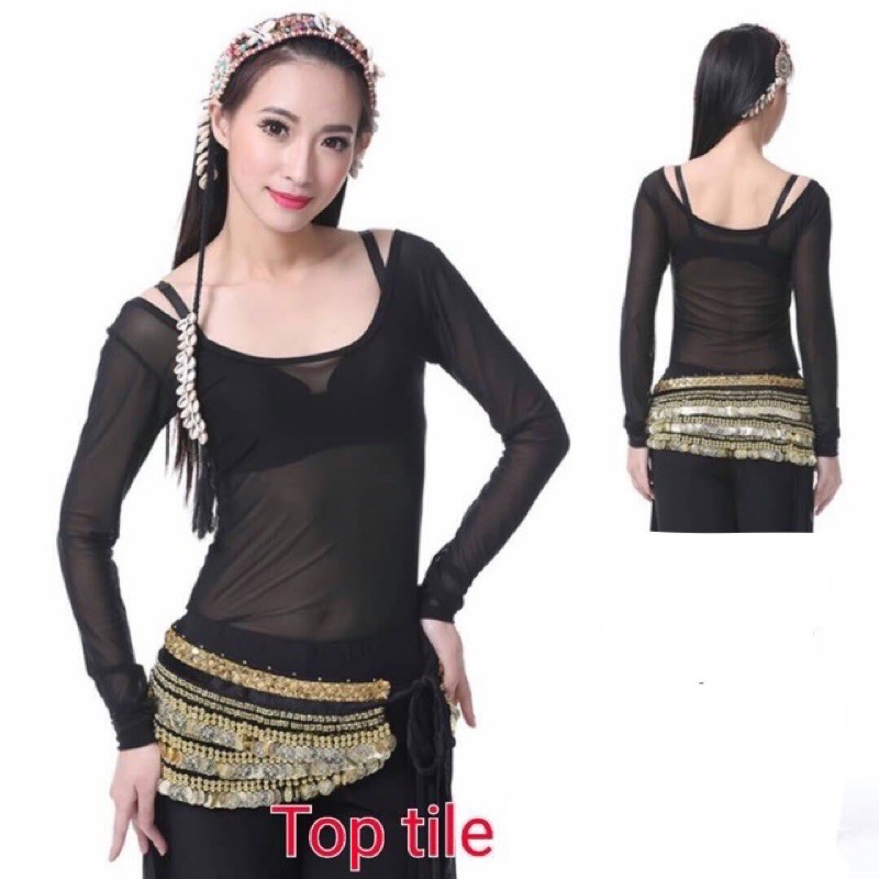 Jual Belly dance top tile tangan panjang manset body stocking senam ...