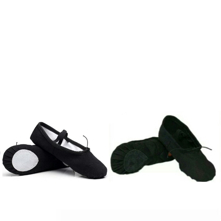 Jual Sepatu Balet Ballet Shoes Split Sole Black White Hitam Putih ...