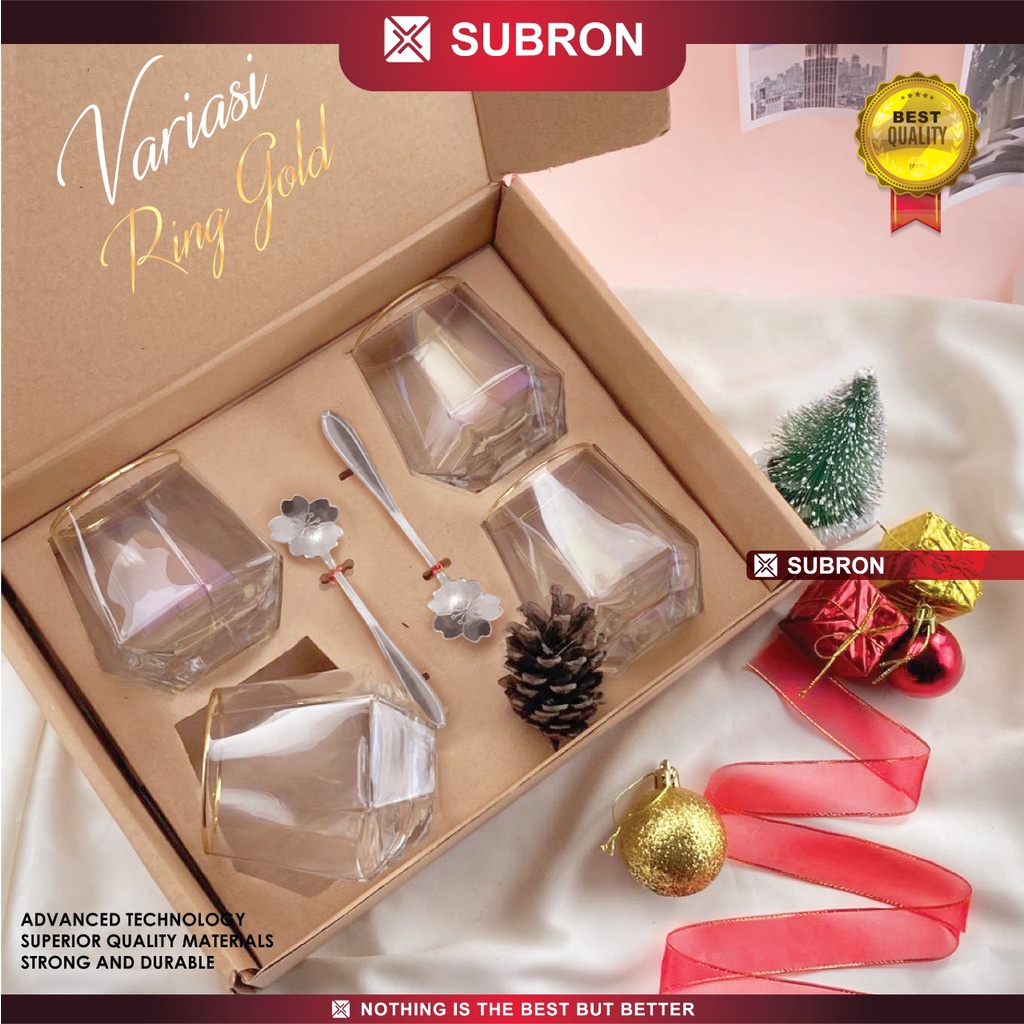 Jual SUBRON Hampers Gelas Kaca 4 pcs Natal Christmas Eve Paket Kado ...