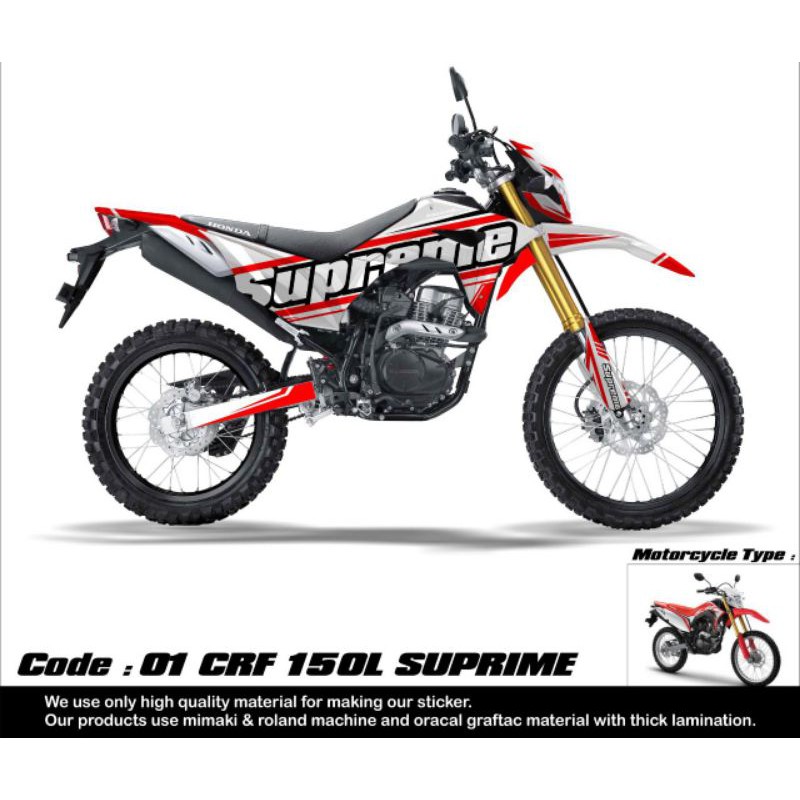 Jual Decal Sticker Honda CRF 150 L, CRF 150L SUPREME warna bisa req ...