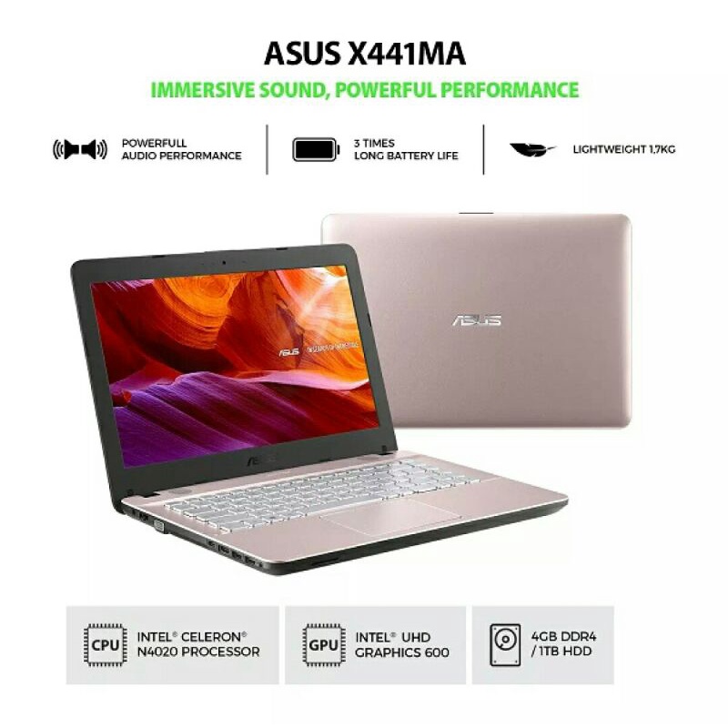 Jual ASUS Vivobook X441MA GA034T 14 HD Intel Celeron N4020 4GB 1TB Intel UHD Graphics WIN 10 Peacock Blue Shopee Indonesia