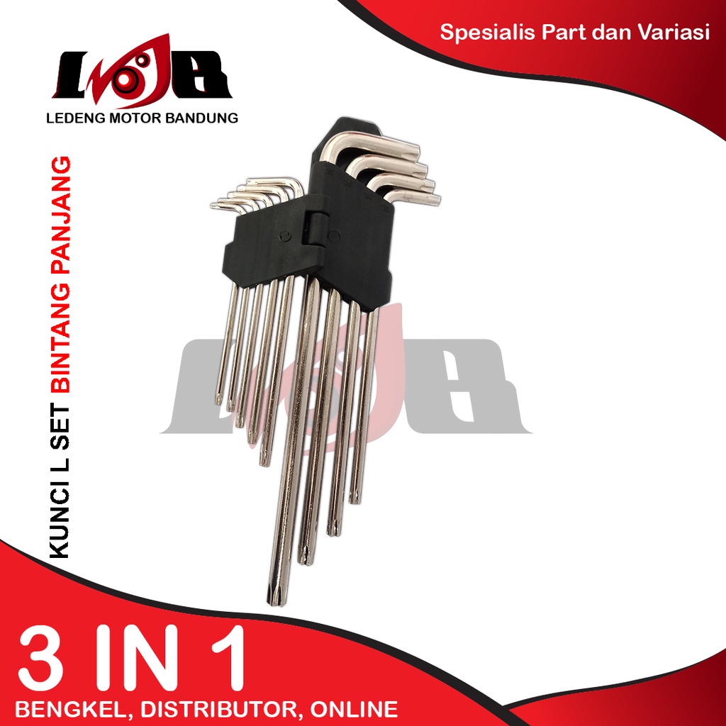 Jual Kunci L Bintang Panjang 9pc Long Star Hex Key Set Montir Mekanik ...