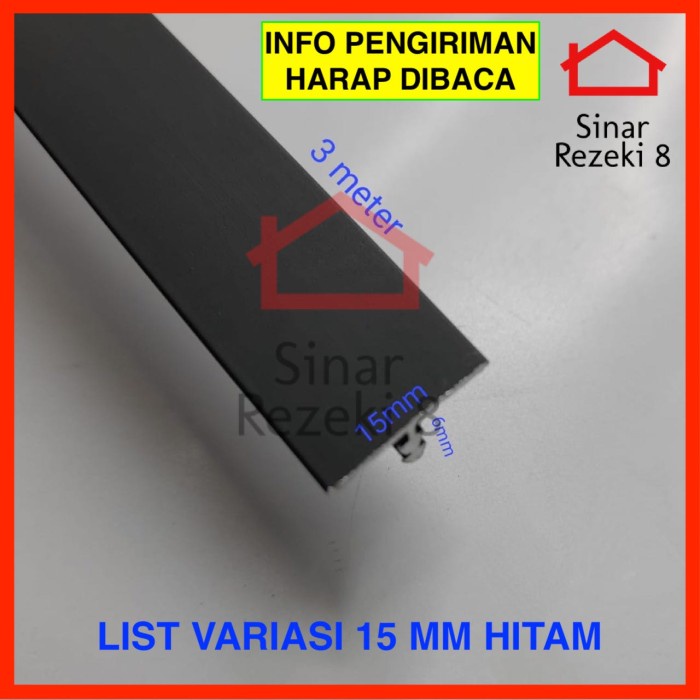 Jual List Variasi 15 mm HITAM Aluminium Lis T Edging Penutup Celah ...