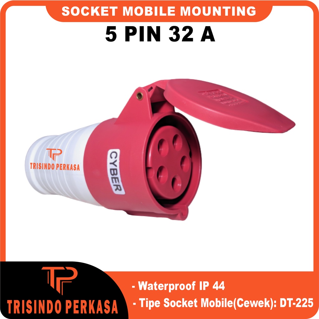 Jual Mobile Mounting Industrial Socket 5P / 5 Pin 5Pin 32A 32 Ampere ...