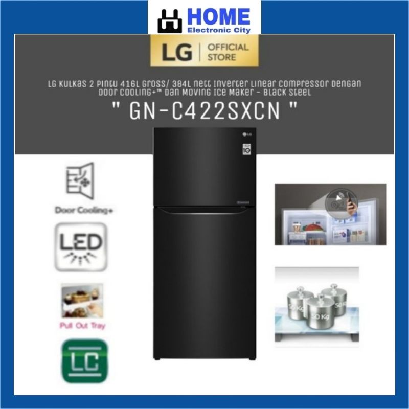 Jual LG GN-C422SXCN Kulkas 2 Pintu 416L gross/ 384L nett Inverter Garansi Resmi | Shopee Indonesia