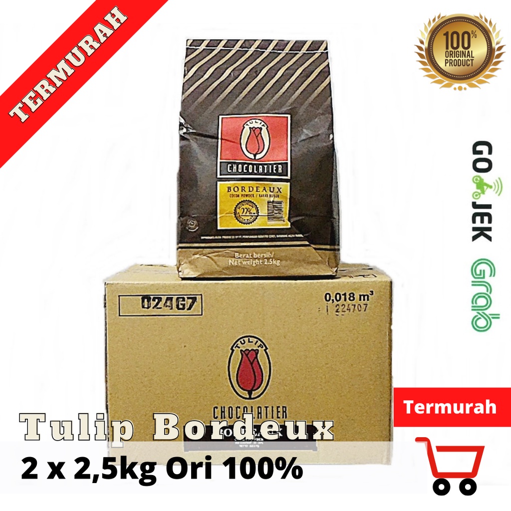 Jual Tulip Bordeaux 2,5kg/sak Pure Dark Coklat Cocoa Bubuk Cokelat ...
