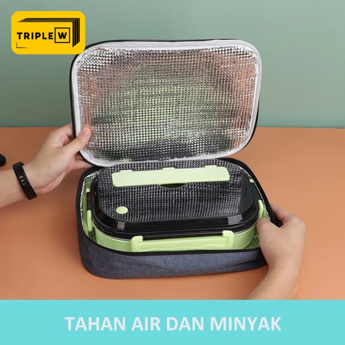 Jual Triple W Tas Bento Box Bekal Makan Pouch Lunch Box Premium ...