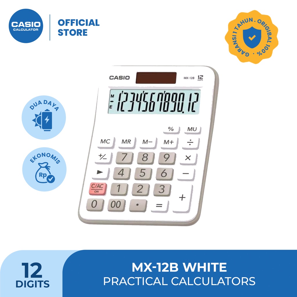 Jual CASIO MX-12B - Putih - Kalkulator Toko/Dagang - Standard - 12 digit | Shopee Indonesia