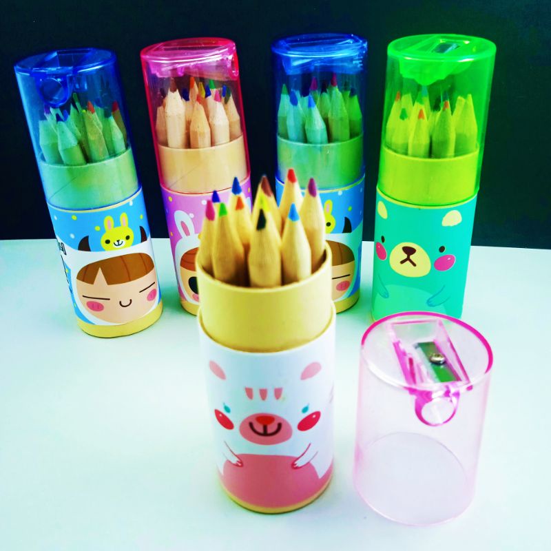 Jual Pensil Warna Pastel Plus Rautan Dengan Case Transparan Peraut