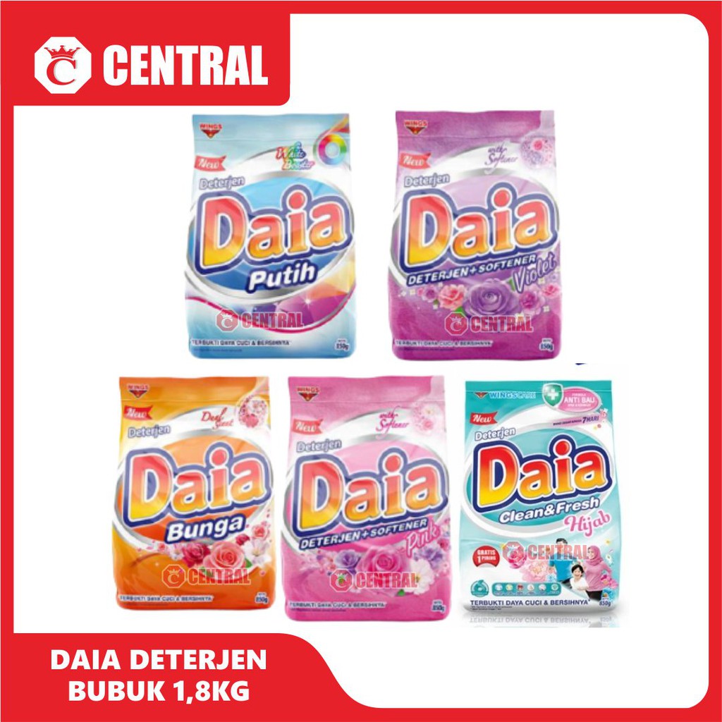 Jual DAIA DETERJEN BUBUK 1,6KG PUTIH PINK VIOLET BUNGA HIJAB | Shopee Indonesia