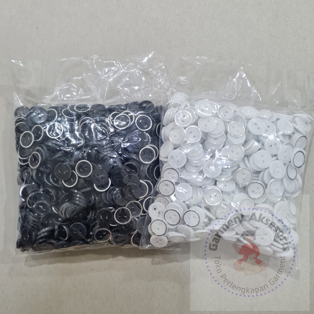 Jual Kancing Ring List Silver Diameter 1.15cm (18L) Lubang 2 Hitam ...
