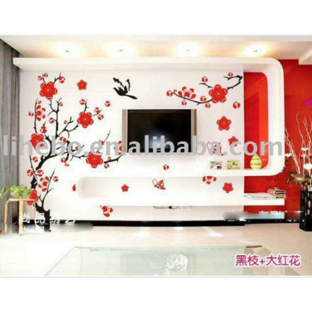 Jual Wallsticker Sakura Merah/ bunga/ ranting/ stiker dinding/ dekorasi ...