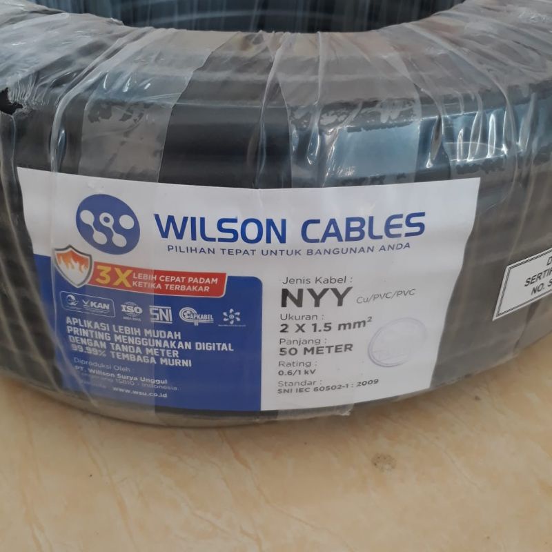 Jual WILSON Kabel Listrik NYY 2x1.5 2x1,5 Hitam SNI LMK - Ecer Meteran ...