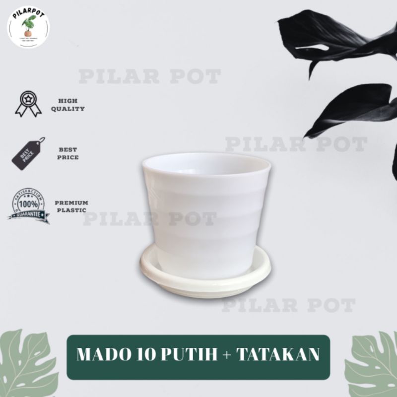 Jual POT BUNGA TANAMAN PLASTIK LOVENIA MADO 10 PUTIH + TATAKAN PUTIH | Shopee Indonesia