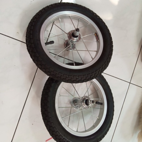 Jual Roda sepeda push bike ukuran 12 DEPAN BELAKANG 2 wheel mur as 15 ...