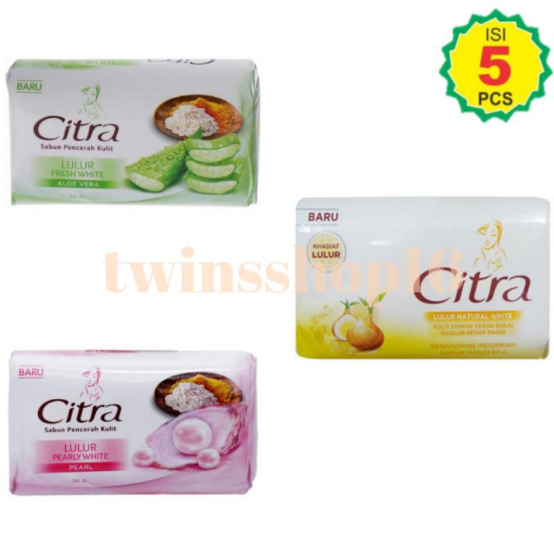 Jual CITRA Sabun Batang 5x70gr varian Bengkoang/ Mutiara/ Aloe Vera ...