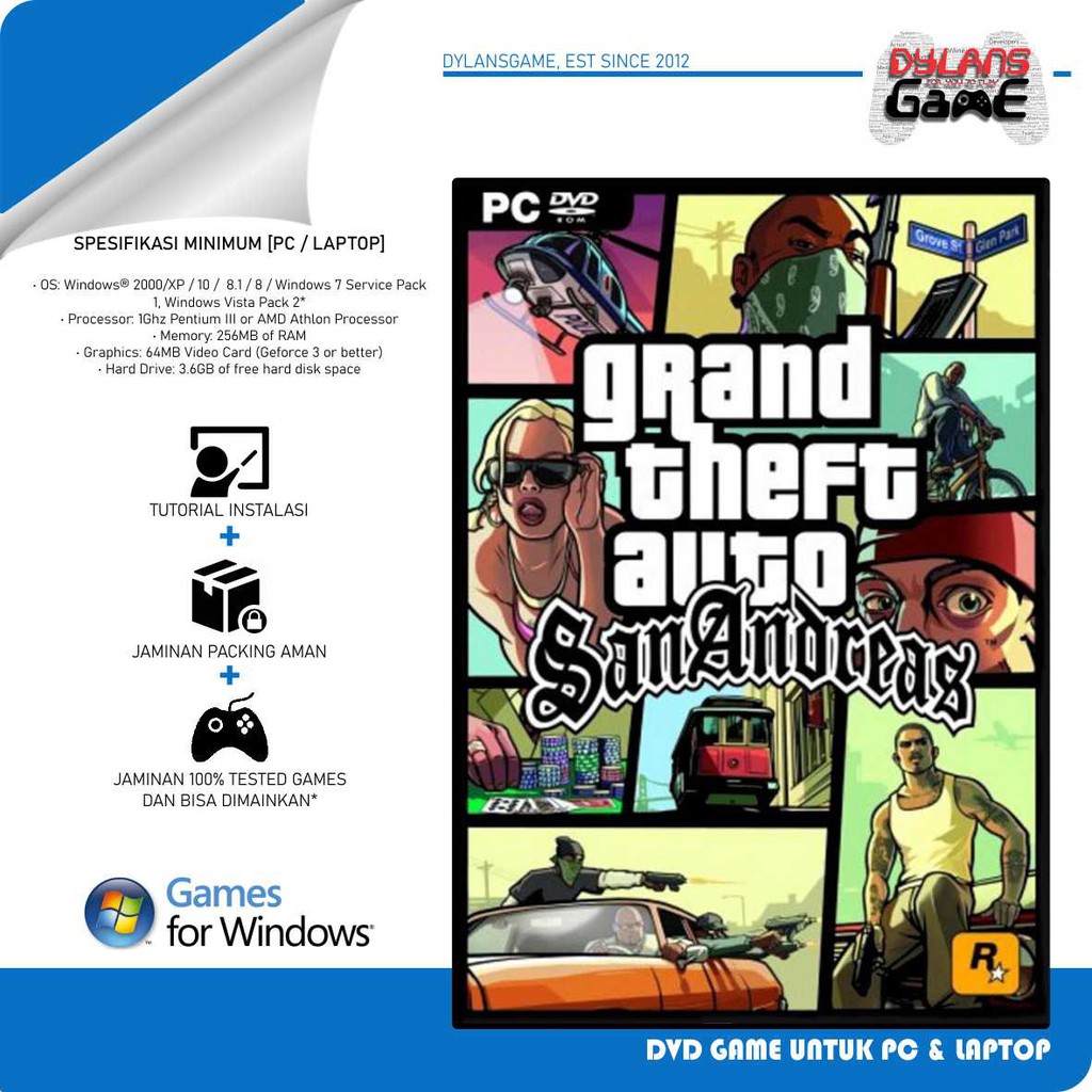 Jual GTA San Andreas Grand Theft Auto Kaset DVD Game PC | Shopee Indonesia