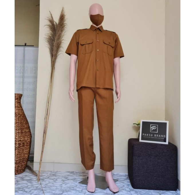 Jual Paket seragam PNS PDH Khaki Batik PGRI dan Pramuka | Shopee Indonesia
