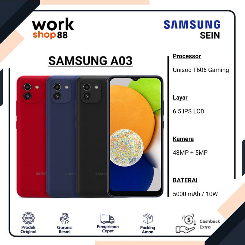 Jual HP Baru Samsung Galaxy A03 4/128 Ram 4GB Rom internal 128GB - New ...