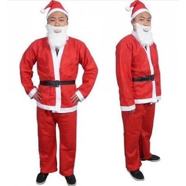 Jual Baju santa natal set topi kemeja celana belt kumis pakaian ...