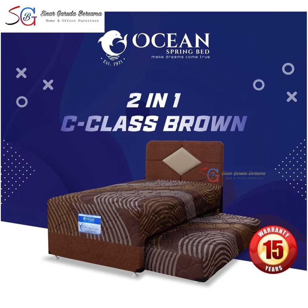 Jual OCEAN KASUR SPRING BED 2IN1 SORONG / KASUR DORONG 2IN1 WARNA COKELAT OCEAN | Shopee Indonesia