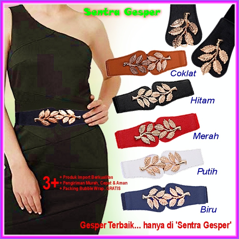 Jual Ikat Pinggang Kecil Belt Daun Korea Sabuk Obi Karet Wanita Fashion ...