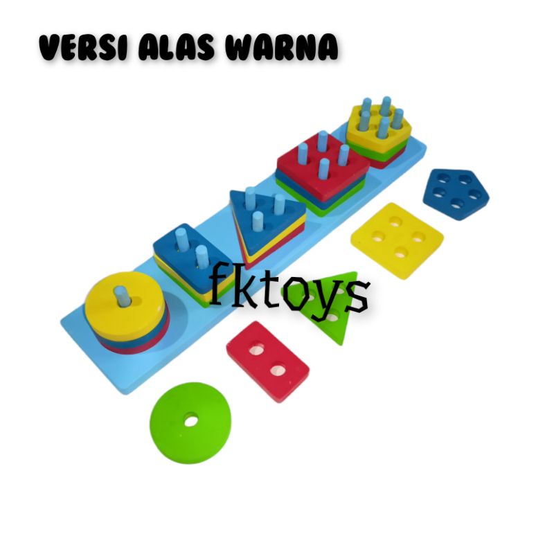 Jual Menara geometri susun 5_basic shape-mainan edukasi_mainan kayu ...