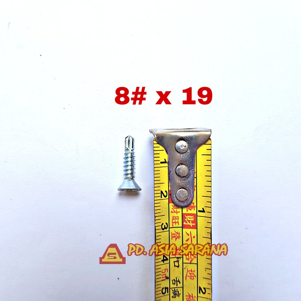 Jual Skrup Putih Flat Head 8x19 FH+ Serbaguna / Sekrup Self Drilling ...
