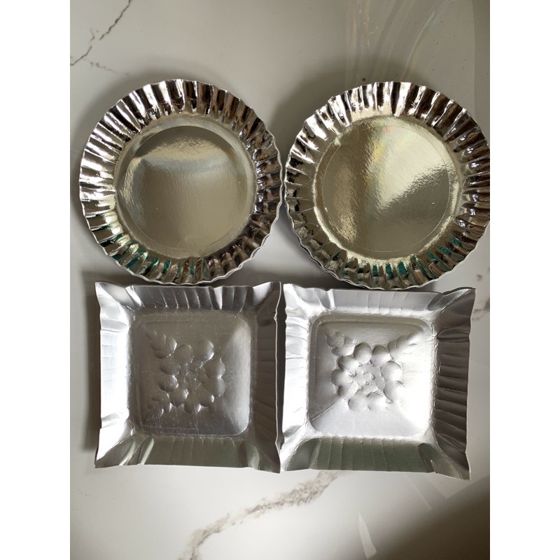 Jual Piring kue tart silver kotak / bulat isi 10 biji | Shopee Indonesia