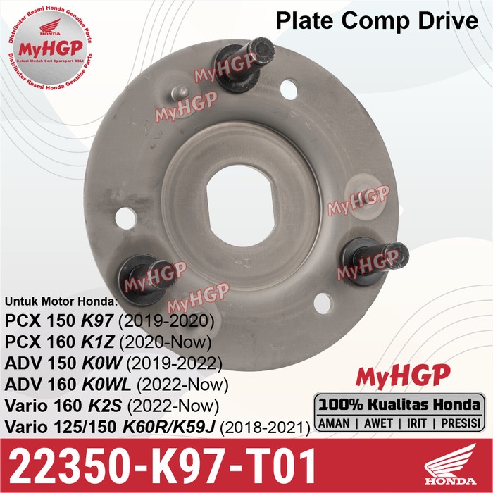 Jual 22350-K97-T01 - Plate Comp Drive - Dudukan Kampas Kopling Ganda ...
