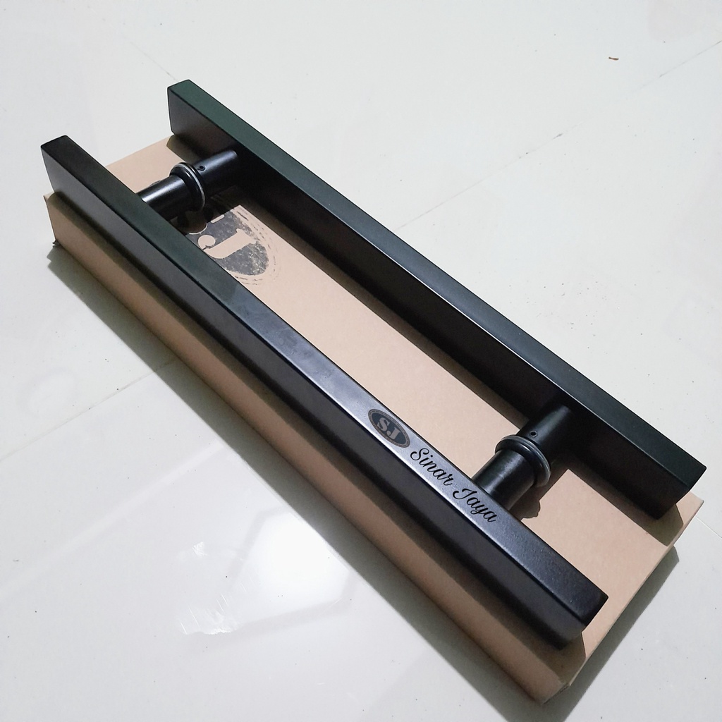 Jual handle pintu baut tembus full black 60cm gagang tarikan pintu ...