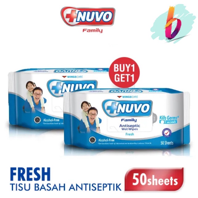 Jual Nuvo Tisu Basah Antiseptik Fresh [50 Sheets] Buy 1 Get 1 FREE ...