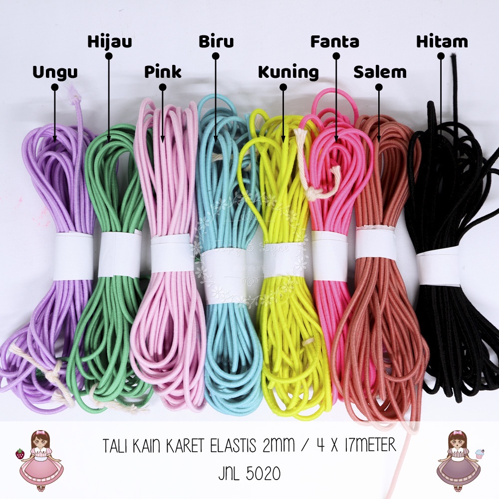 Jual Code 5020 Tali kain karet Elastis bulat 2mm tali masker (5 meter ...