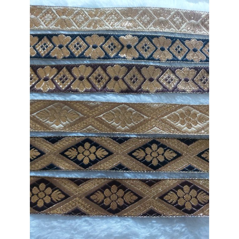 Jual renda india bordir pita motif benang emas | Shopee Indonesia