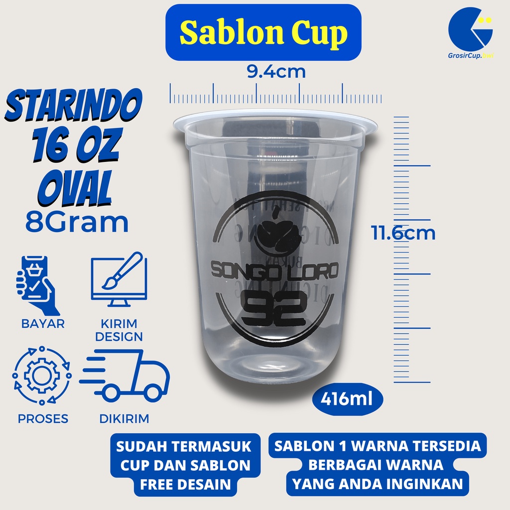 Jual SABLON CUP SABLON CUP PRINTING CUP SABLON CUP CUSTOM 16 OZ OVAL 8 ...