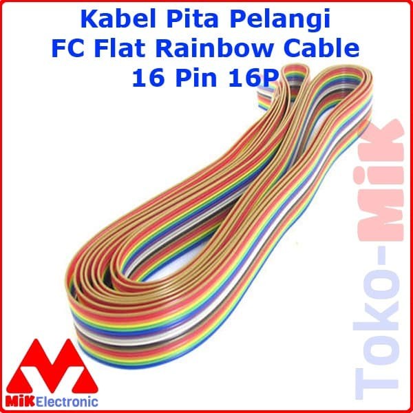 Jual 16P 16W 16 PIN KABEL PITA / FLAT CABLE RAINBOW 16 WIRE 16P 16 PIN ...