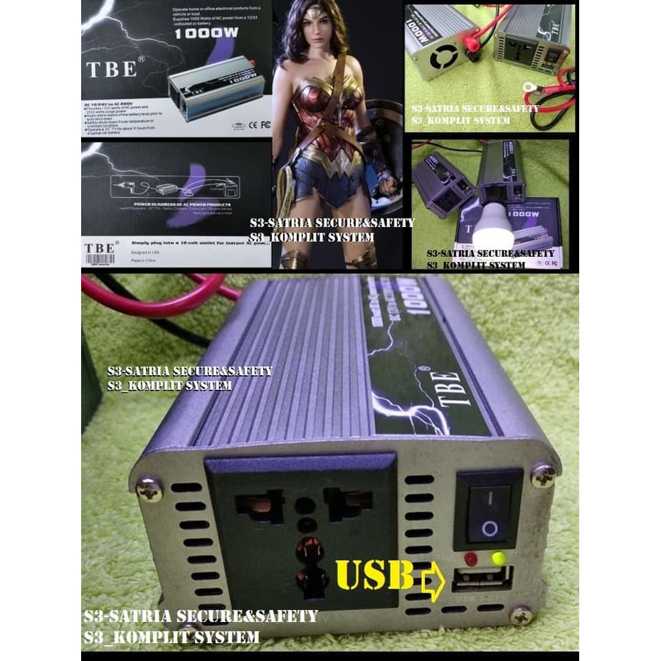 Jual TBE 1000w USB Power inverter 1000 W dari AKI accu DC 12v jadi ...