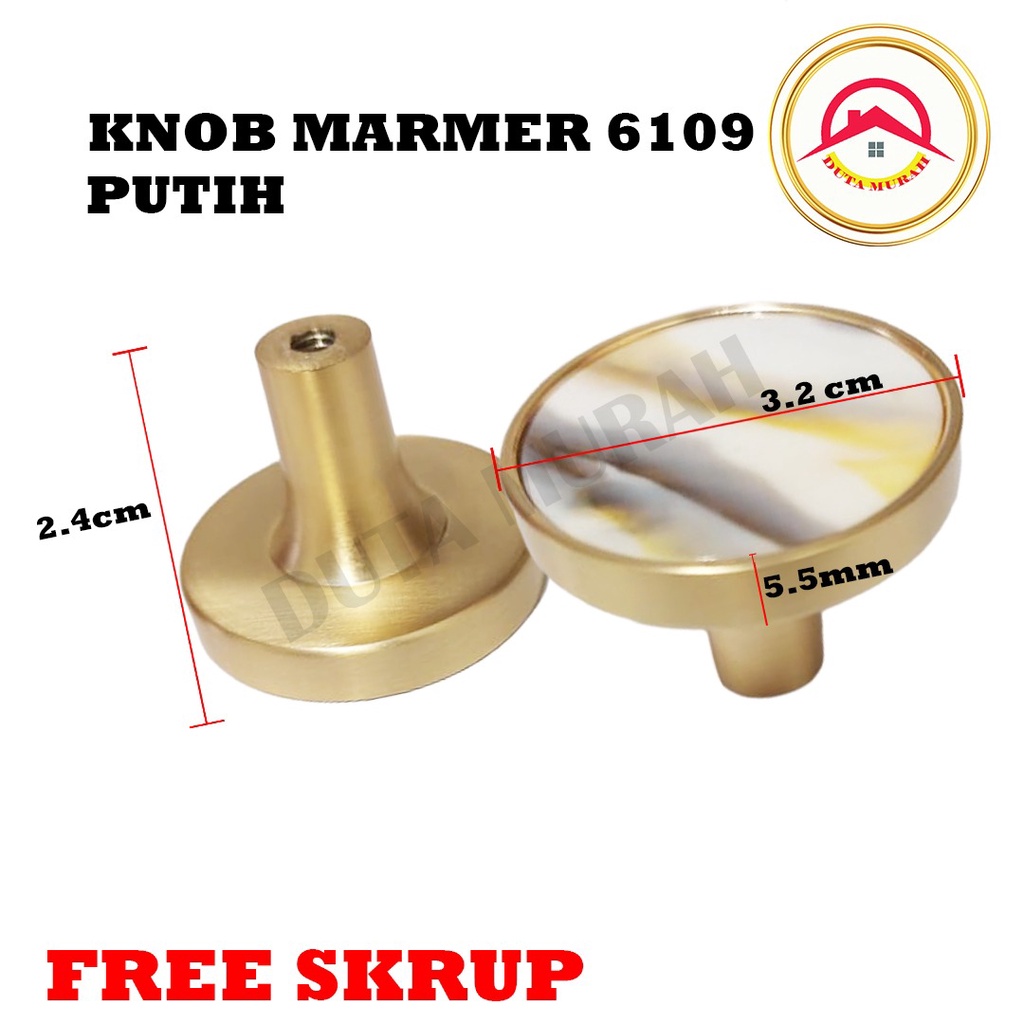 Jual Handle Marmer Knop Marmer Laci 6109 Gold Putih Handle Bulat Laci ...
