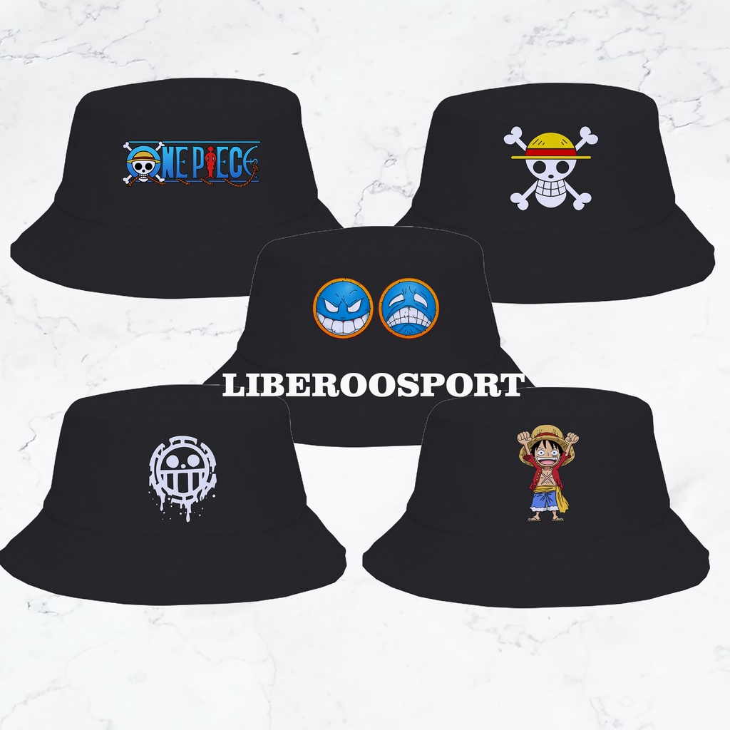 Jual Topi Bucket Hat One Piece Mugiwara Luffy Premium / Topi Bucket ...