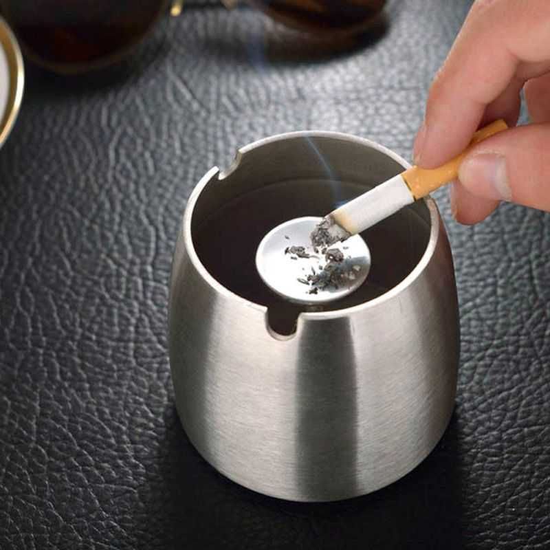 Jual Asbak Stainless Steel Besi Anti Angin Silinder Bentuk Bulat ...