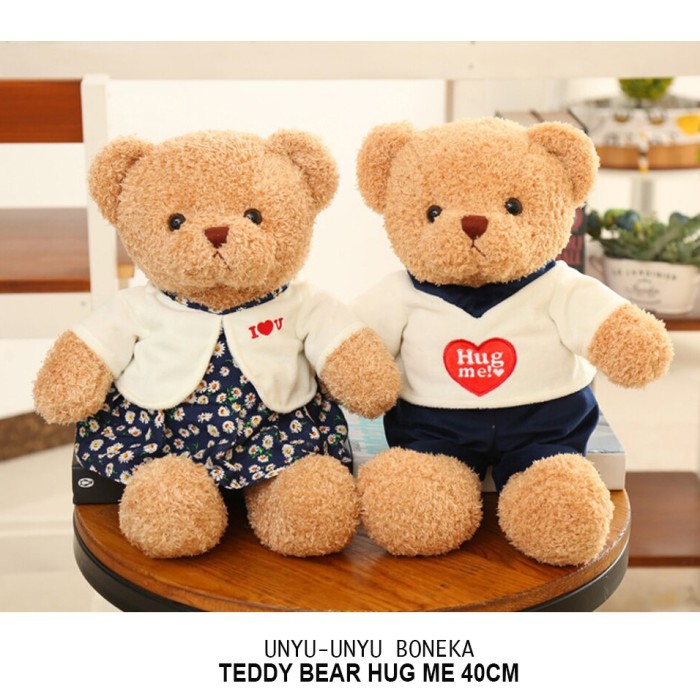 Jual Boneka teddy bear hug me 40cm harga satuan bear import couple wedding | Shopee Indonesia