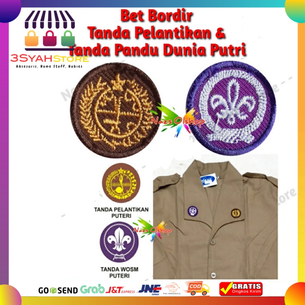 Jual Sepasang Bet Bordir Tanda Pelantikan dan Tanda Pandu Dunia WOSM ...