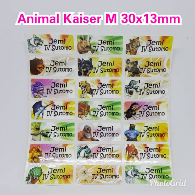 Jual Label nama ANIMAL KAISER sticker nama tahan air waterproof ...